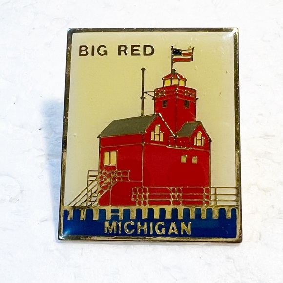 Jewelry | Vintage Big Red Michigan Pin Lapel Hat Tie Travel Souvenir ...